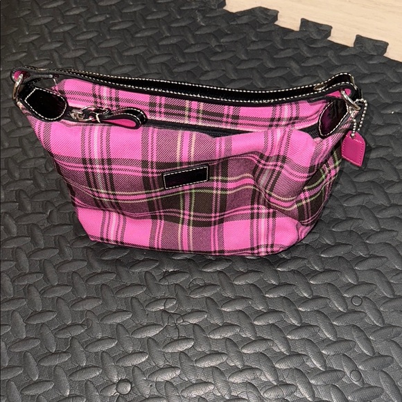Coach | Bags | Coach Vibrant Pink And Black Checkered Shoulder Bag ...